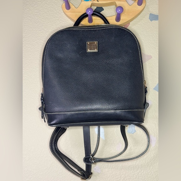 Dooney & Bourke | Bags | Dooney Bourke Black Leather Zip Up Backpack ...